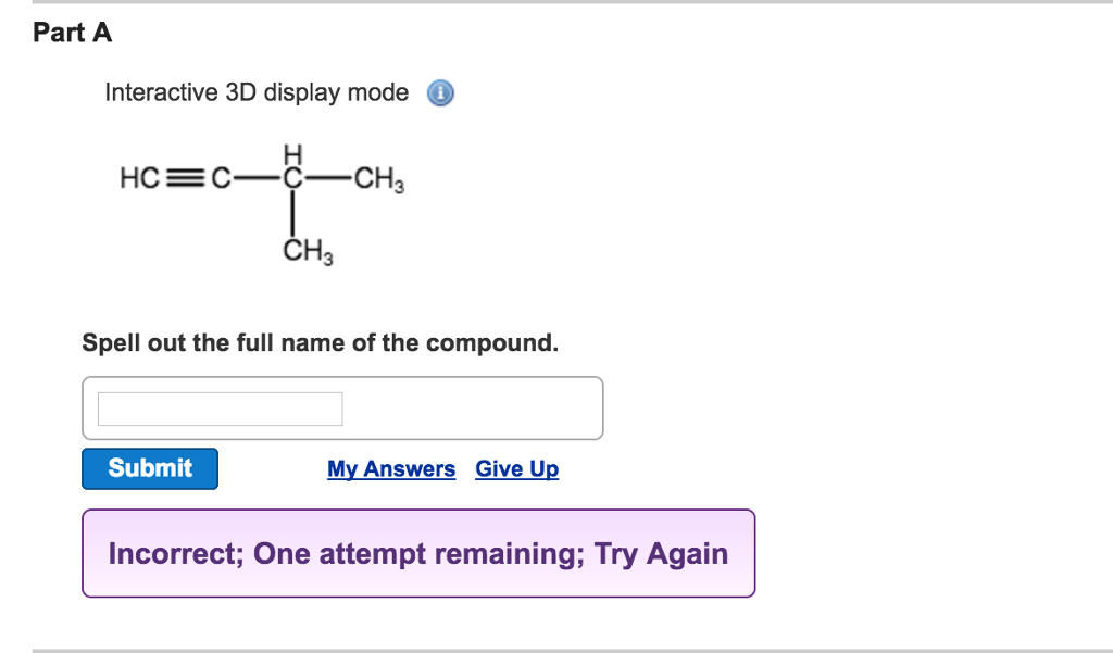 Solved Part A Interactive 3D display mode i HC C- C- CH CH | Chegg.com