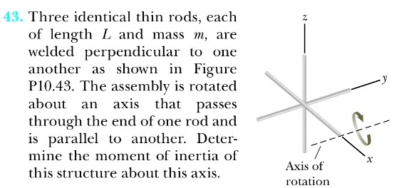 Solved Three identical thin rods, each of length L and mass | Chegg.com