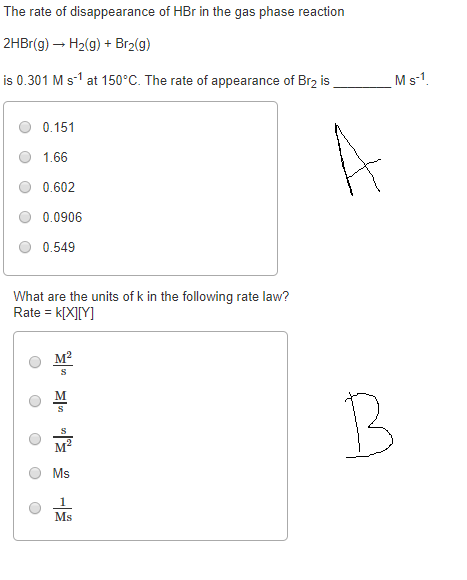 Solved The rate of disappearance of HBr in the gas phase | Chegg.com