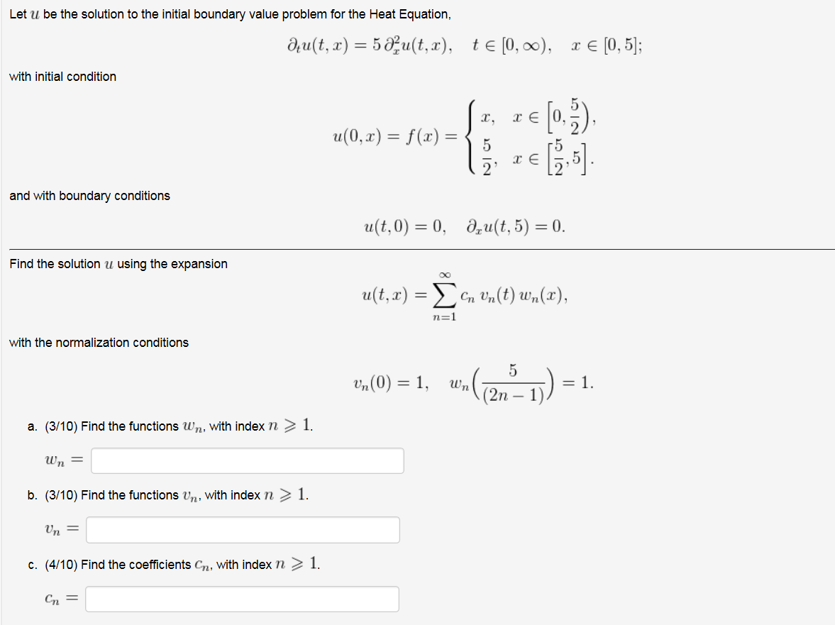 Let u be the solution to the initial boundary value | Chegg.com