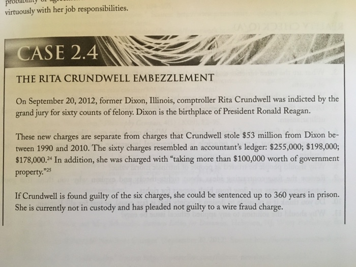 Solved probabl responsibilities. virtuously with her job | Chegg.com