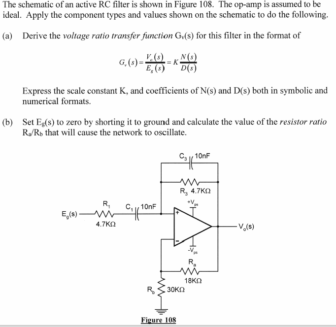 Solved The schematic of an active RC filter is shown in | Chegg.com