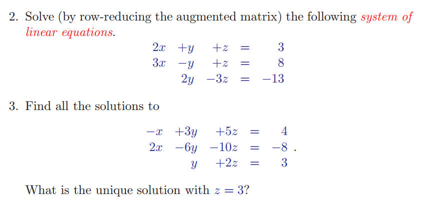 Solved Solve (by row-reducing the augmented matrix) the | Chegg.com