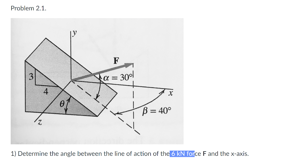 Solved 1) Determine the angle between the line of action of | Chegg.com