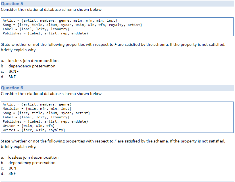 The set of functional dependencies (F) that hold over | Chegg.com