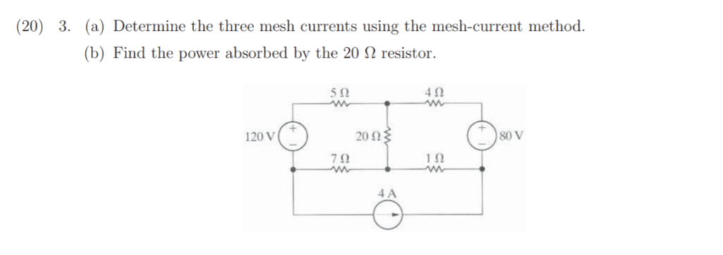 Solved (a) Determine the three mesh currents using the | Chegg.com