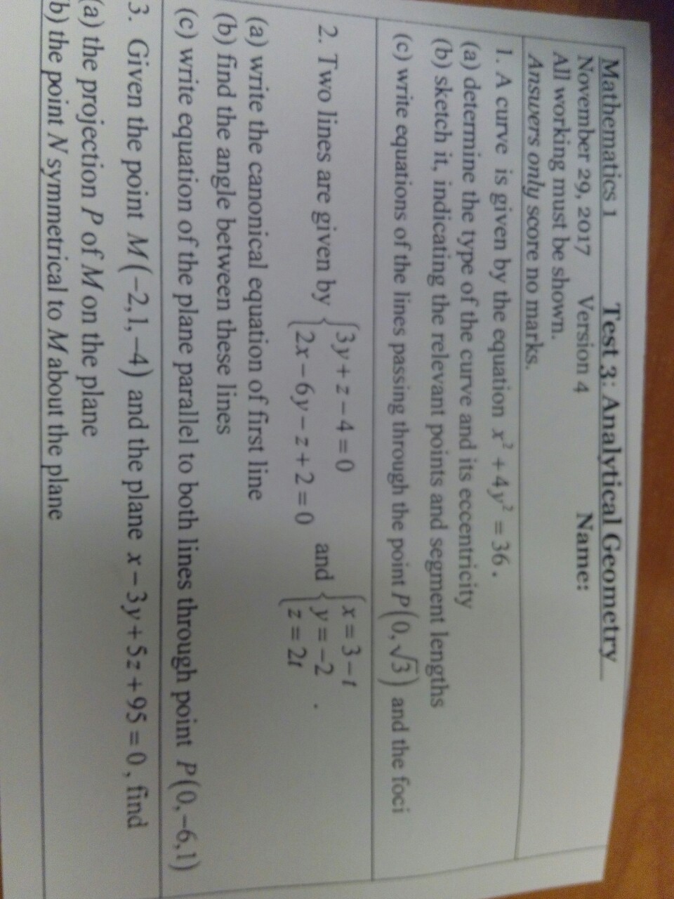 Solved Test:Analytical Geometry- Version 4 Mathematics 1 | Chegg.com