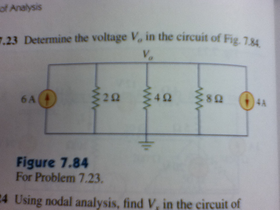 Solved Determine the voltage V0 in the circuit of Fig. 7.84. | Chegg.com