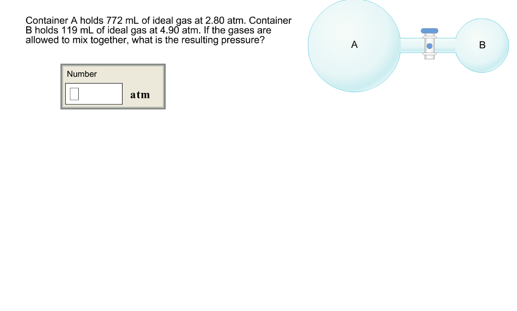 Solved Container A holds 772 mL of ideal gas at 2.80 atm. | Chegg.com