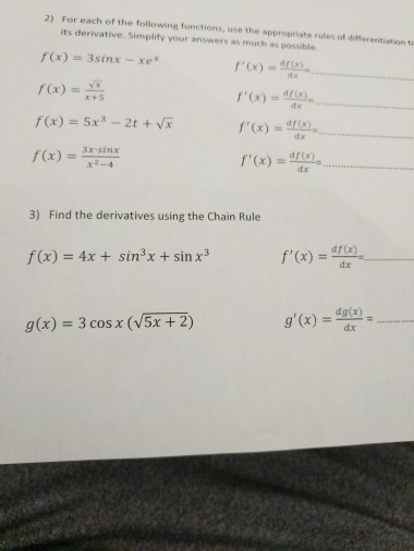 Solved For each of the following functions, use the | Chegg.com