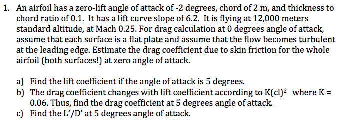 Solved An airfoil has a zero-lift angle of attack of -2 | Chegg.com
