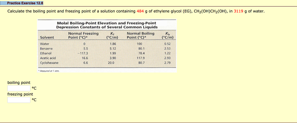 Solved Calculate the boiling point and freezing point of a | Chegg.com