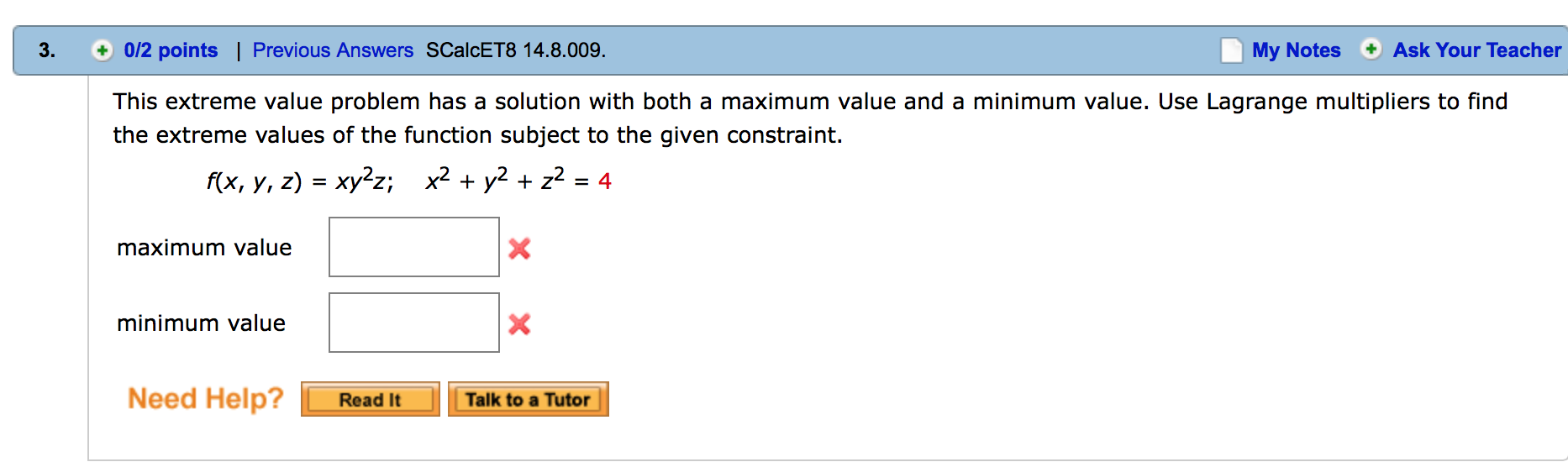 This Extreme Value Problem Has A Solution With Both A