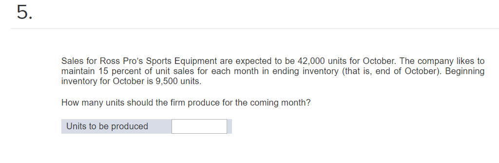 Solved 5. Sales for Ross Pro's Sports Equipment are expected | Chegg.com