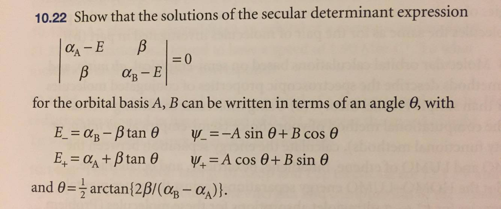 Solved Show that the solution of the secular determinant | Chegg.com