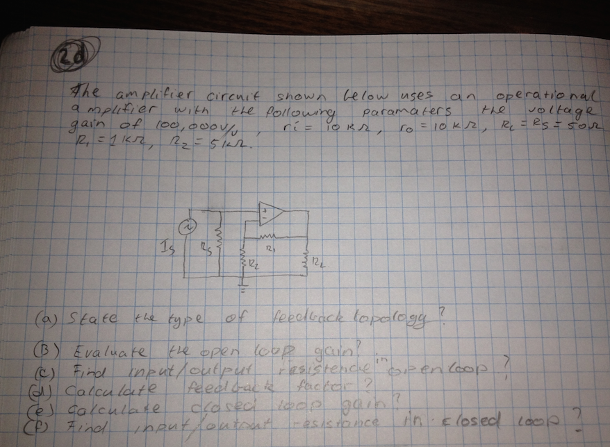 Solved The Amplifier Circuit Shown Below Uses An Operational