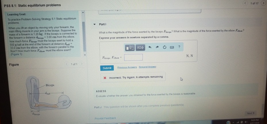 Solved 1of17 (?) PSS 8.1: Static equilibrium problems | Chegg.com