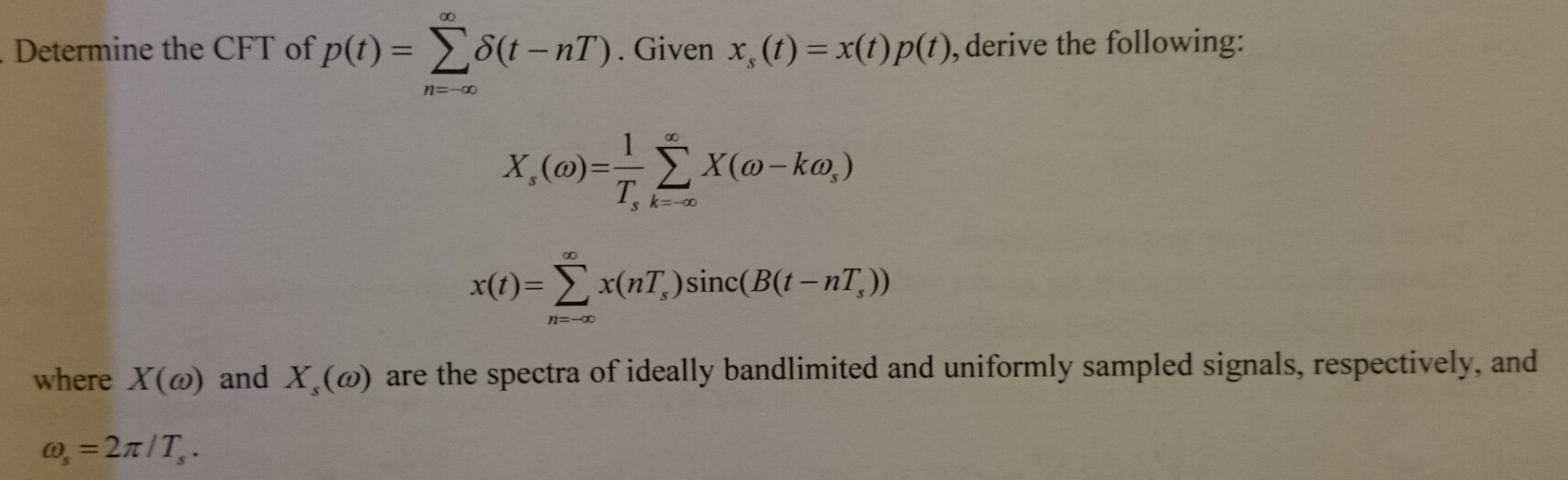 Solved Determine the CFT of p(t) = sigma_n = - | Chegg.com