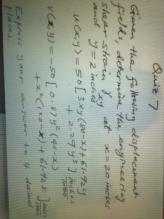 Solved Given the following displacement fields, determine | Chegg.com