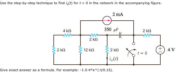 Use the step-by-step technique to find i0(t) for t > | Chegg.com