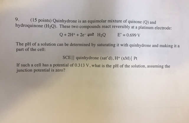 Solved Quinhydrone is an equimolar mixture of quinone (Q) | Chegg.com
