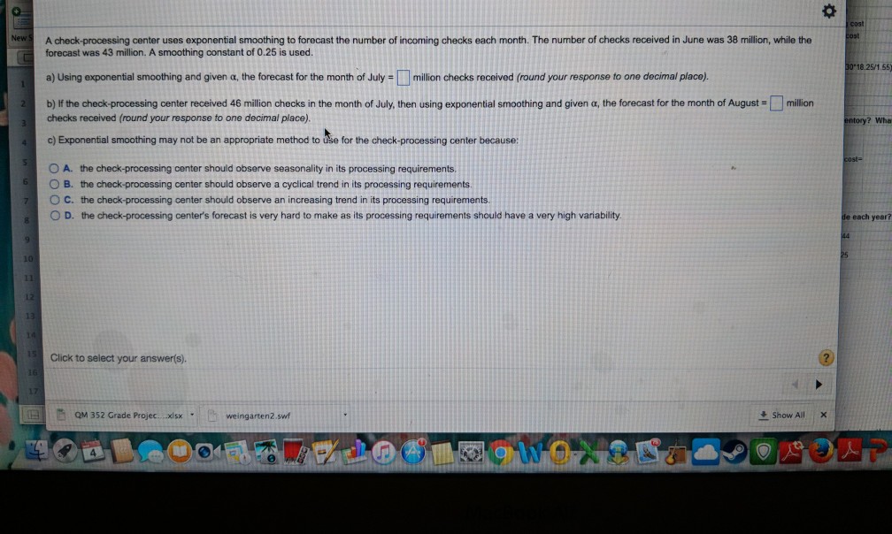 ewA check-processing center uses exponential | Chegg.com