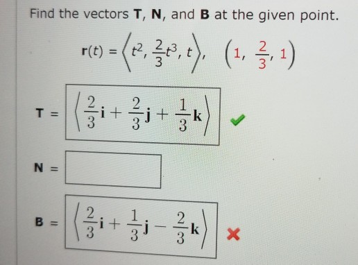 Solved Find the vectors T, N, and B at the given point. | Chegg.com