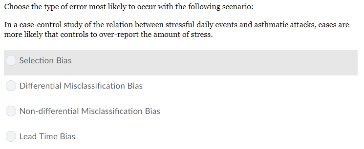 Solved Choose the type of error most likely to occur with | Chegg.com