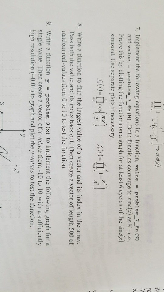 Solved cos(x 7. Implement the following equations in a | Chegg.com