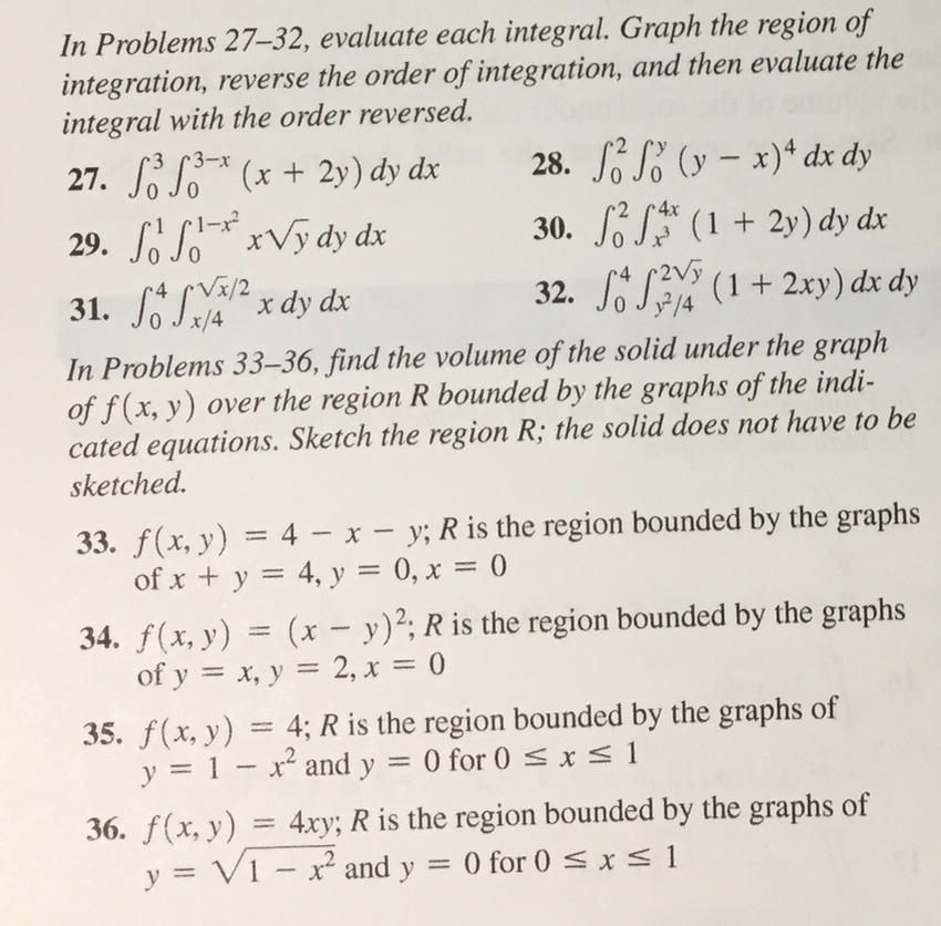Solved In Problems 27-32, evaluate each integral. Graph the | Chegg.com