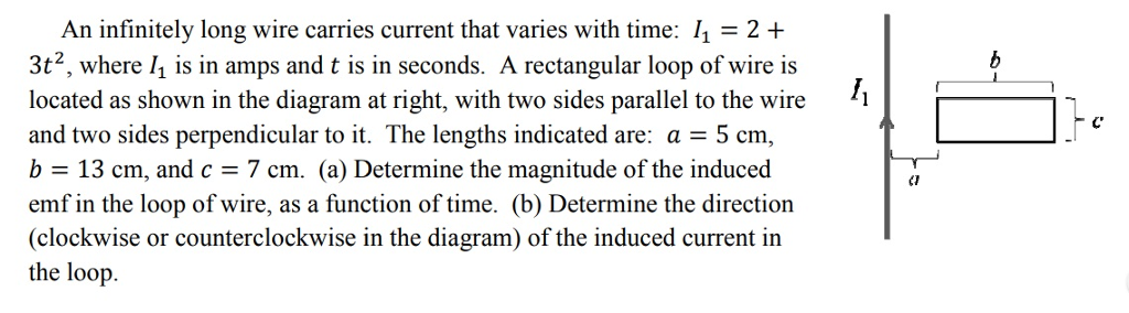 Solved An infinitely long wire carries current that varies | Chegg.com