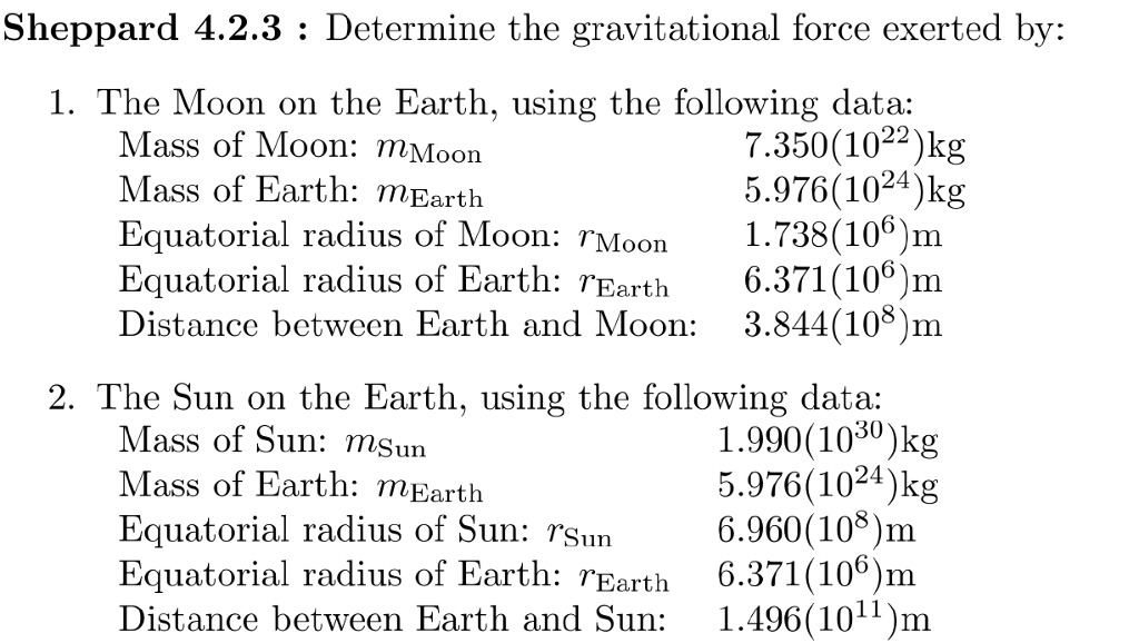 Solved Determine the gravitational force exerted by: The | Chegg.com