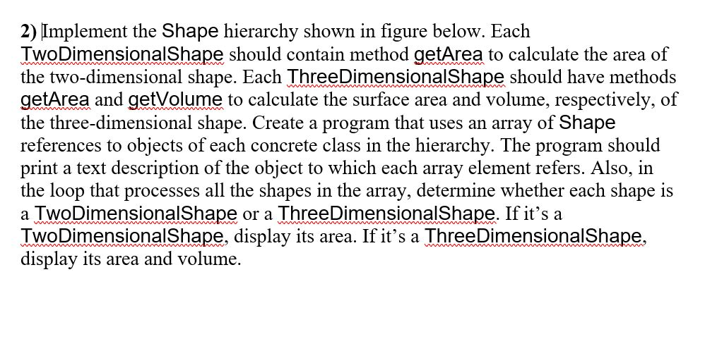 Solved 2 Implement The Shape Hierarchy Shown In Figure