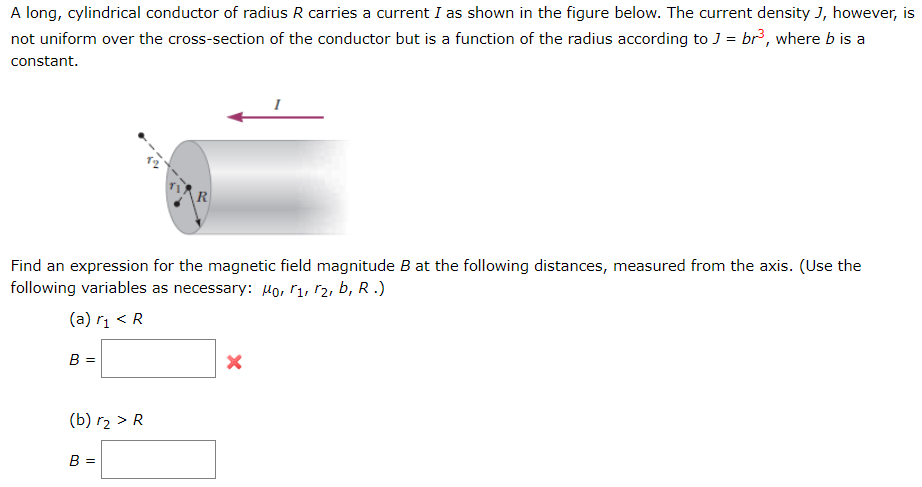 Solved A long, cylindrical conductor of radius R carries a | Chegg.com