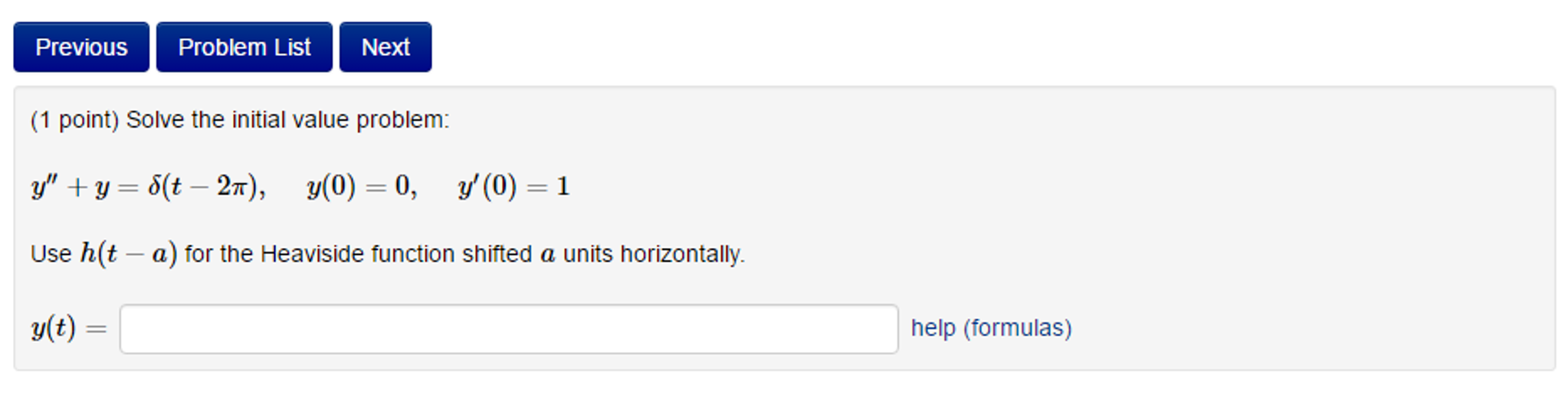 Solved Solve the initial value problem: y"+y = | Chegg.com