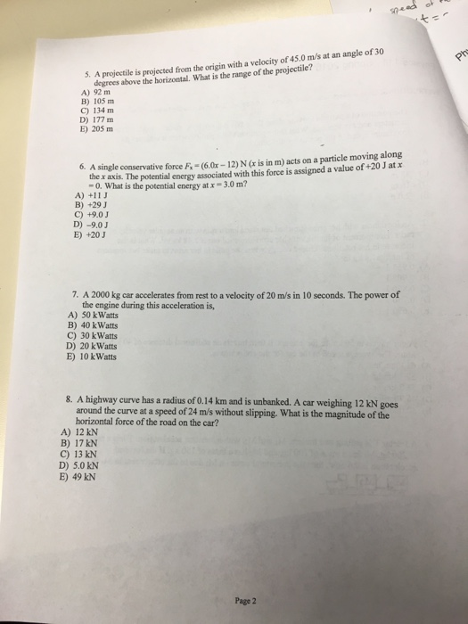 Solved A Projectile Is Projected Form The Origin With A