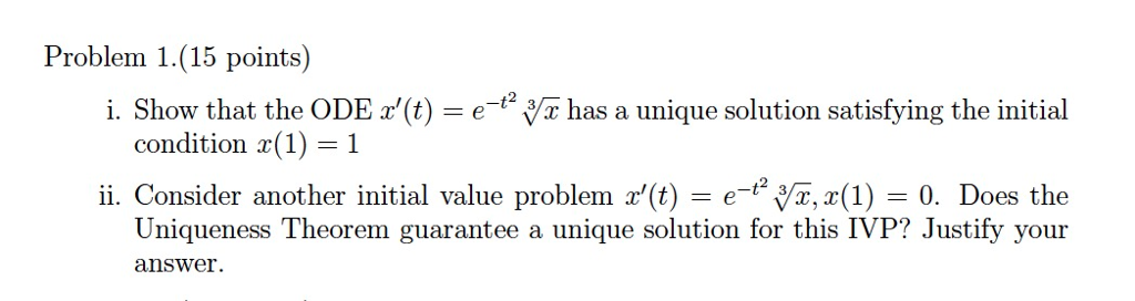 Solved Problem 1.(15 points) i. Show that the ODE x"(t) | Chegg.com