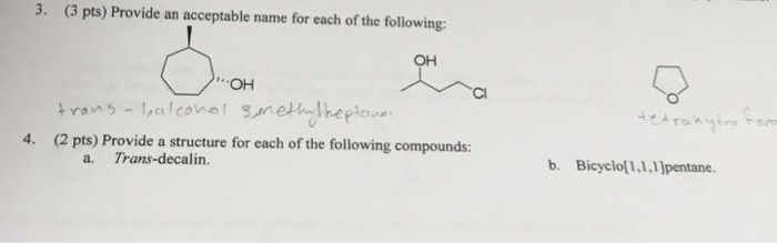 Solved Provide an acceptable name for each of the following: | Chegg.com