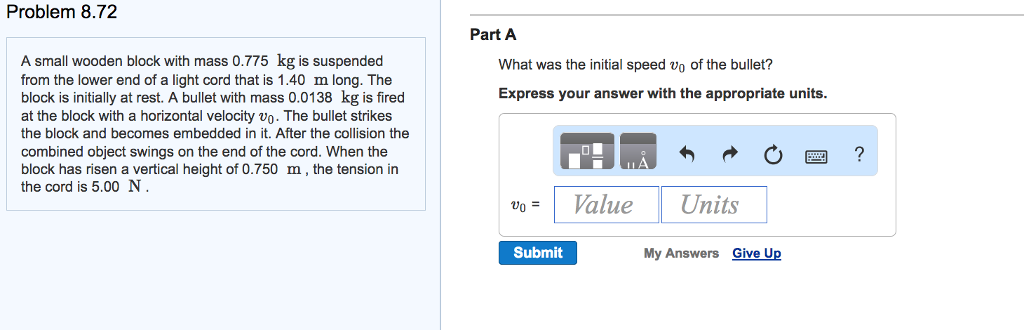 Solved A small wooden block with mass 0.775 kg is suspended | Chegg.com