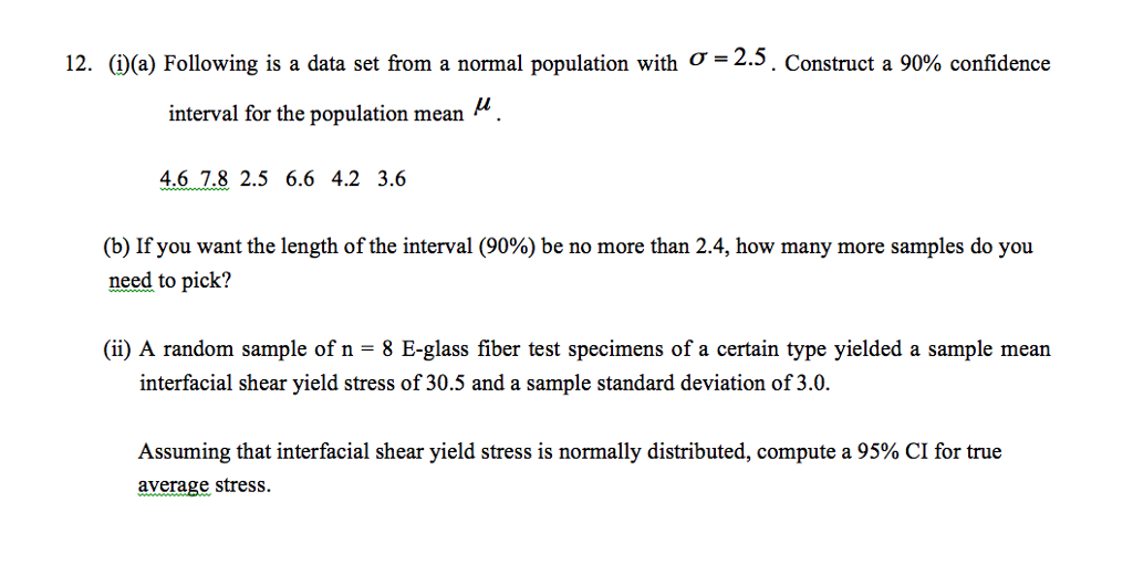 Solved Following Is A Data Set From A Normal Population With 