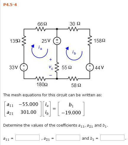 Solved The mesh equations for this circuit can be written | Chegg.com