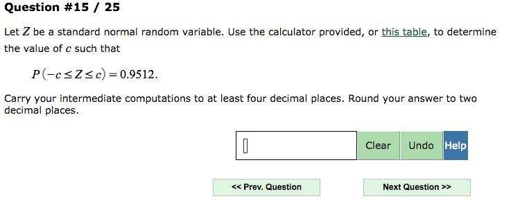 Solved Question #15 / 25 Let Z be a standard normal random | Chegg.com