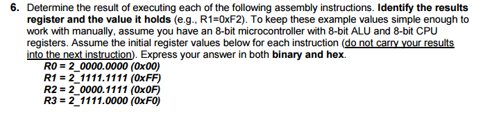 Solved 6. Determine the result of executing each of the | Chegg.com