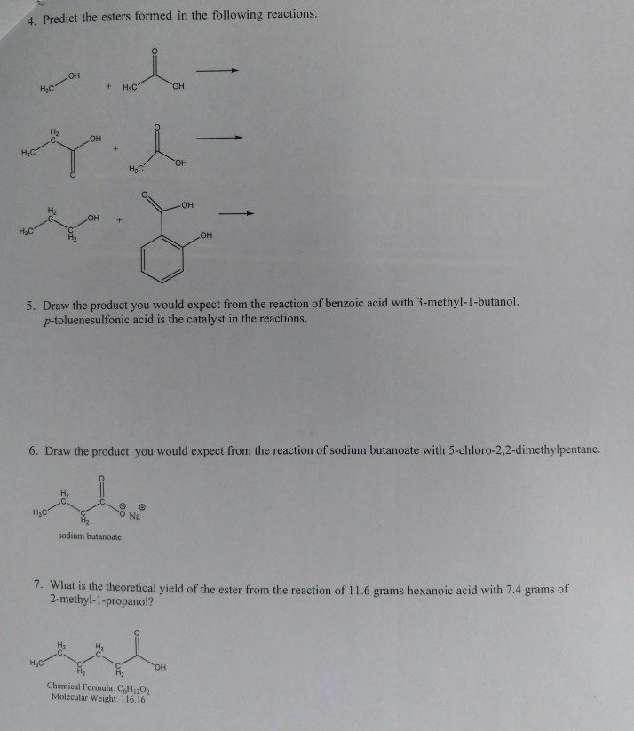 Solved 4. Predict the esters formed in the following | Chegg.com