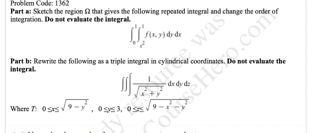 Solved Sketch the region Omega that gives the following | Chegg.com