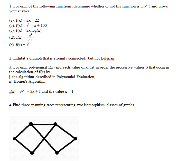 Solved For each of the following functions, determine | Chegg.com
