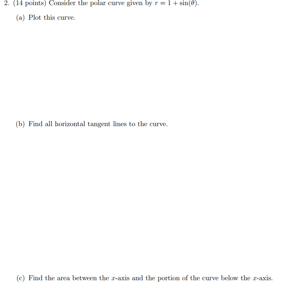Solved Consider the polar curve given by r = 1 sin(theta). | Chegg.com