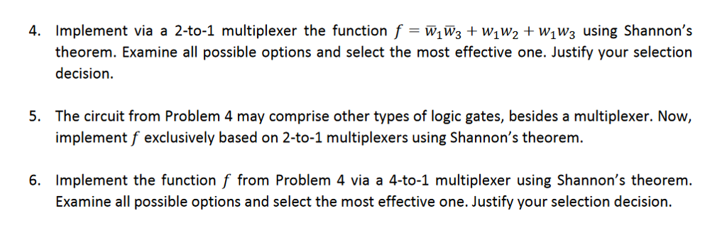 Solved 4. Implement via a 2-to-1 multiplexer the function | Chegg.com