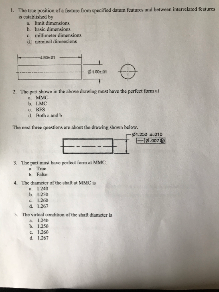 Solved The true position of a feature from specified datum | Chegg.com