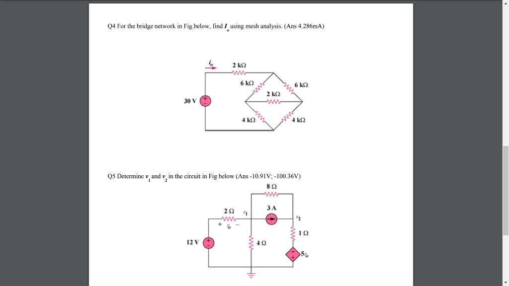 Solved Q4 For the bridge network in Fig.below, find/, using | Chegg.com